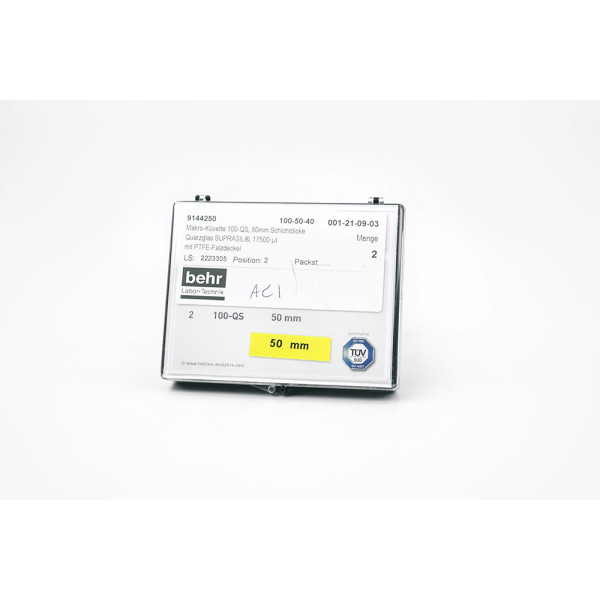 Hellma 100-50-40 Quartz Suprasil 50mm 17500ul Cuvette Küvette 320-250 ...