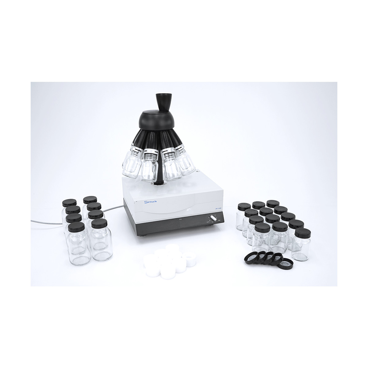 Retsch PT 100 Probenteiler Sample Divider + Bottles 21x250ml 9x500ml, 4 ...